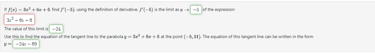 Solved If f(x)=3x2+6x+6, find f′(−5), using the definition | Chegg.com