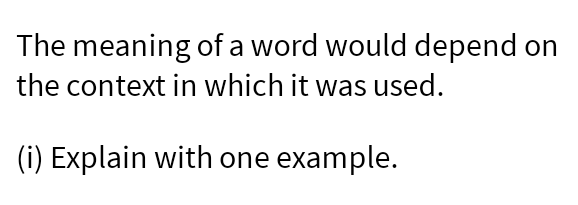 Solved The meaning of a word would depend on the context in | Chegg.com