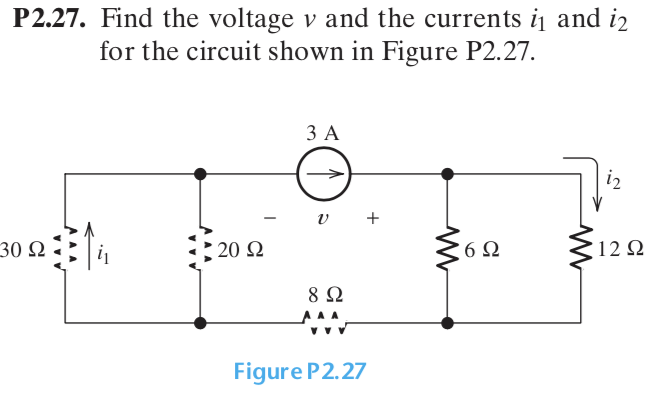 Solved Find the voltage v and the current i1 andi2 for the | Chegg.com