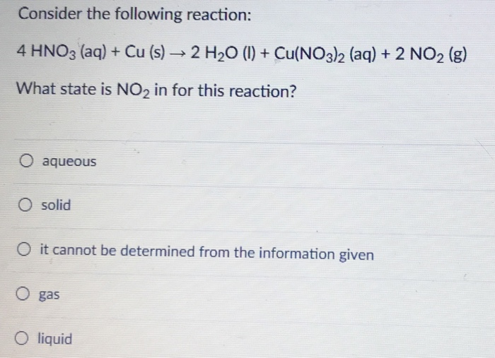 Solved 1 Cus Hno3aq Cuno32aq H2ol No2