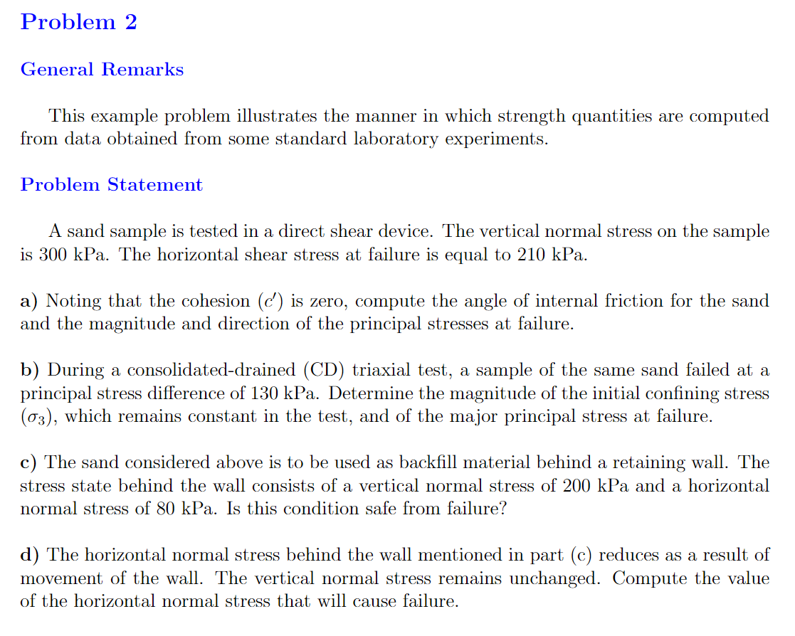 Solved Problem 2 General Remarks This example problem | Chegg.com