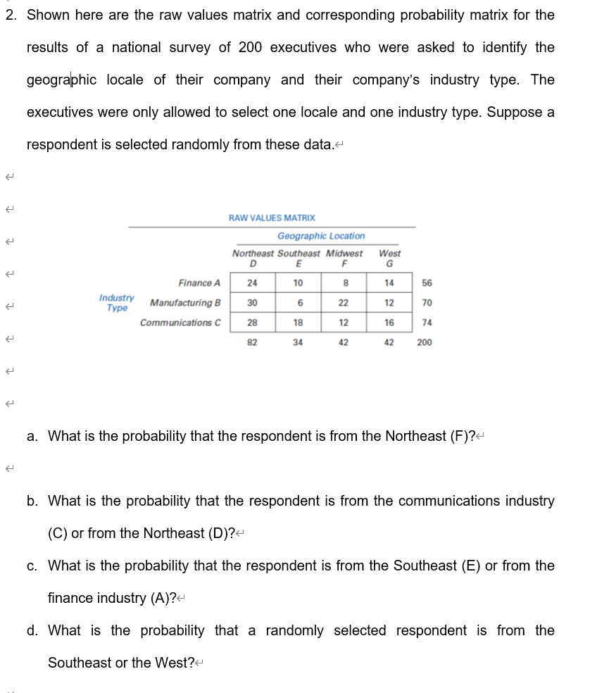 Solved 2. Shown here are the raw values matrix and | Chegg.com