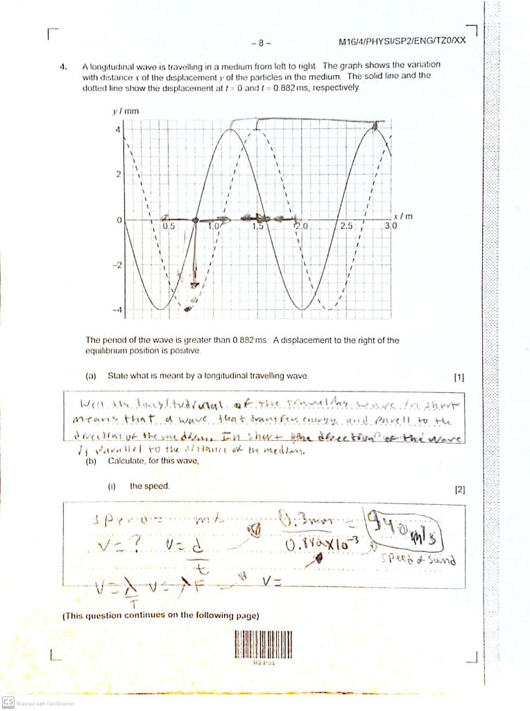 Solved 4. A longitudinal wave is travelling in a medium from | Chegg.com