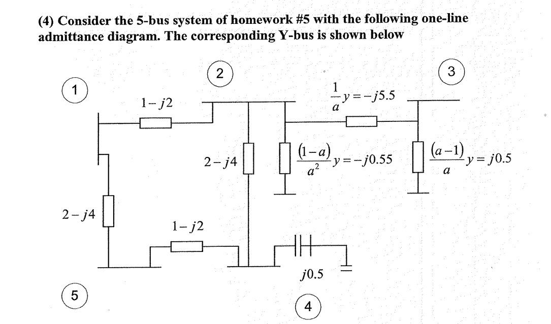 Solved (4) Consider the 5-bus system of homework #5 with the | Chegg.com