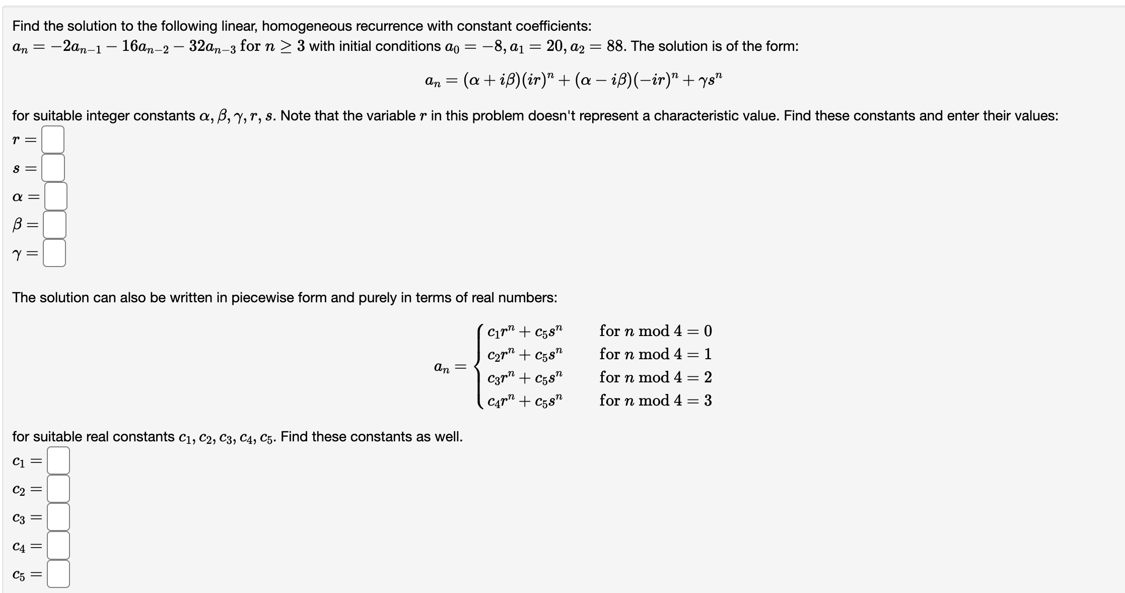 Solved Find the solution to the following linear, | Chegg.com