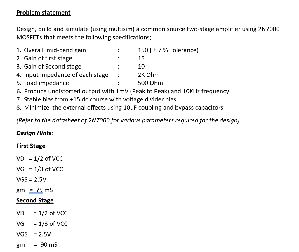 Problem statement Design, build and simulate (using | Chegg.com