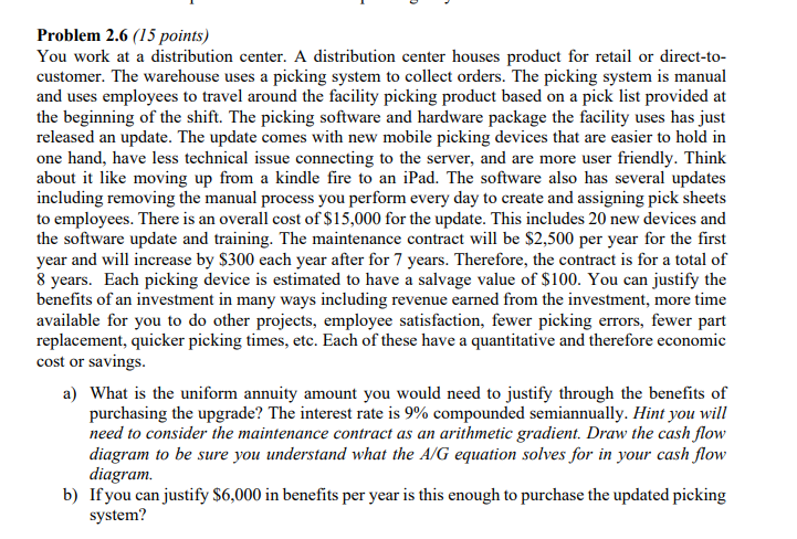 Solved You work at a distribution center. A distribution | Chegg.com