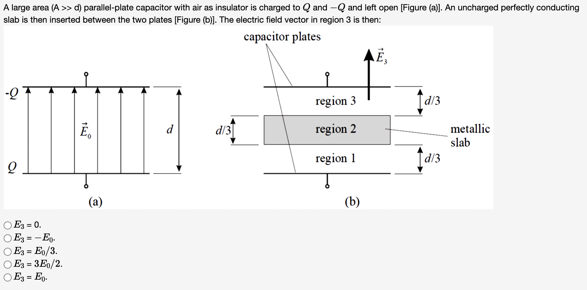 Solved A large area (A >> d) parallel-plate capacitor with | Chegg.com