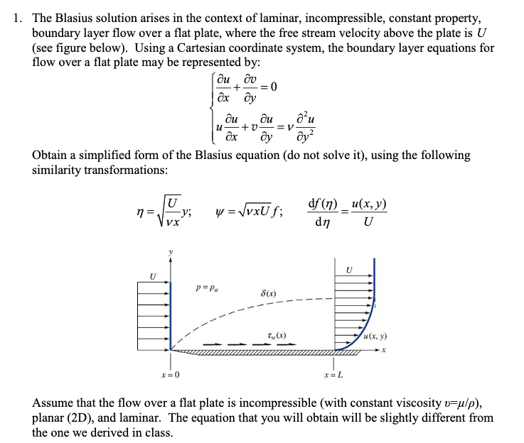 Solved = 1. The Blasius solution arises in the context of | Chegg.com