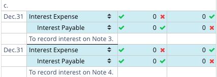 Solved Adjusting Entries for InterestAt December 31 of Year | Chegg.com