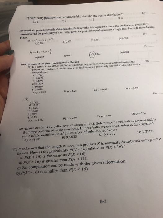 Solved 17) How many parameters are needed to fully describe | Chegg.com