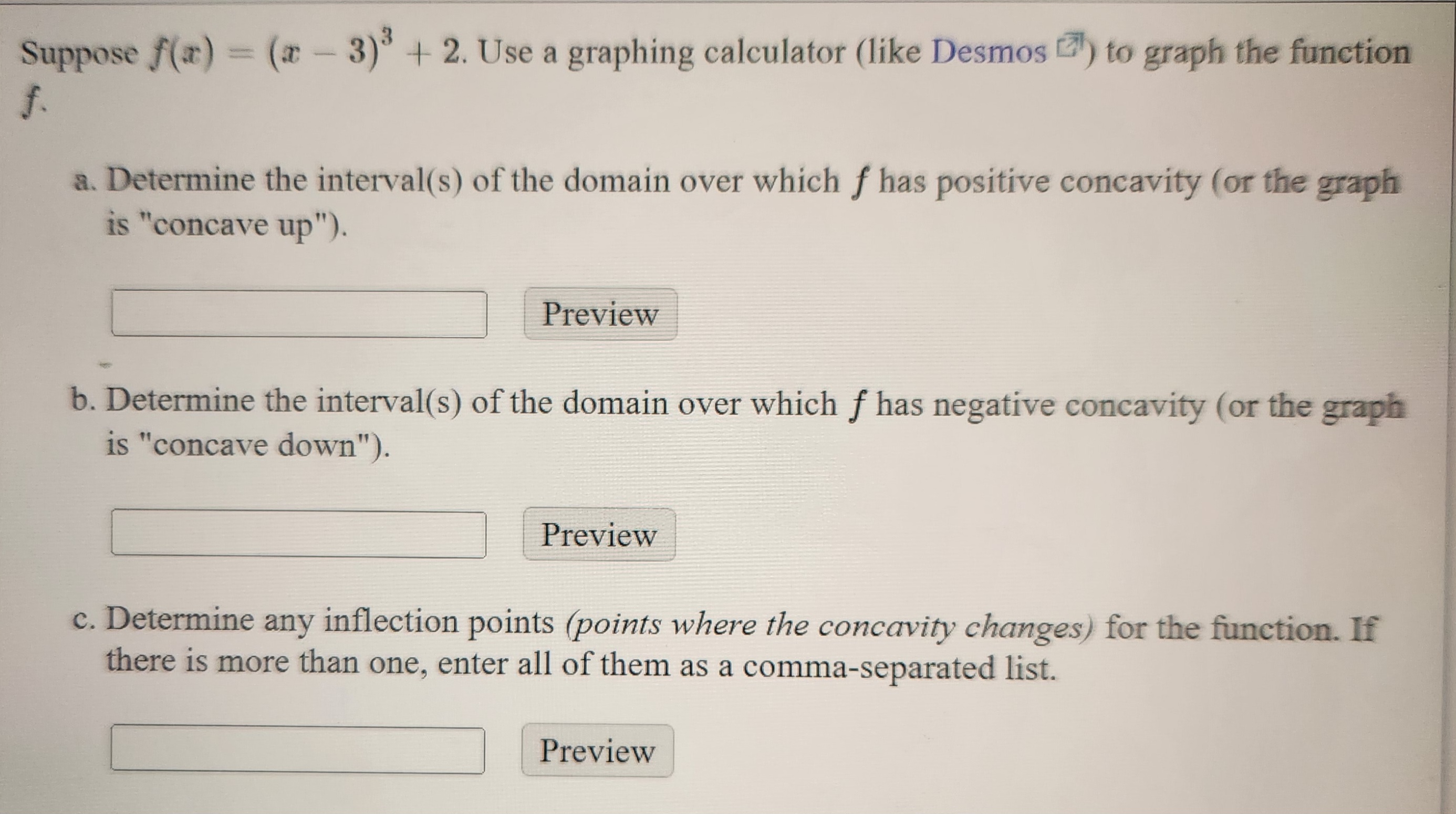 Solved Suppose f(x)=(x−3)3+2. Use a graphing calculator | Chegg.com
