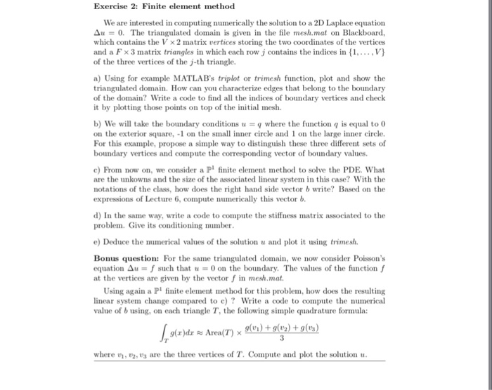 Solved Exercise 2: Finite element method We are interested | Chegg.com