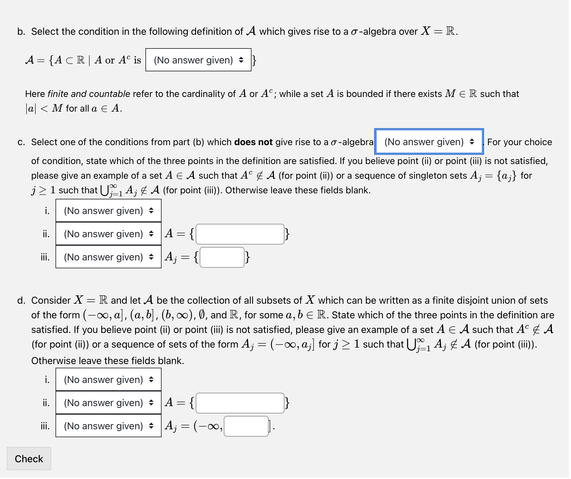 Solved b. Select the condition in the following definition | Chegg.com