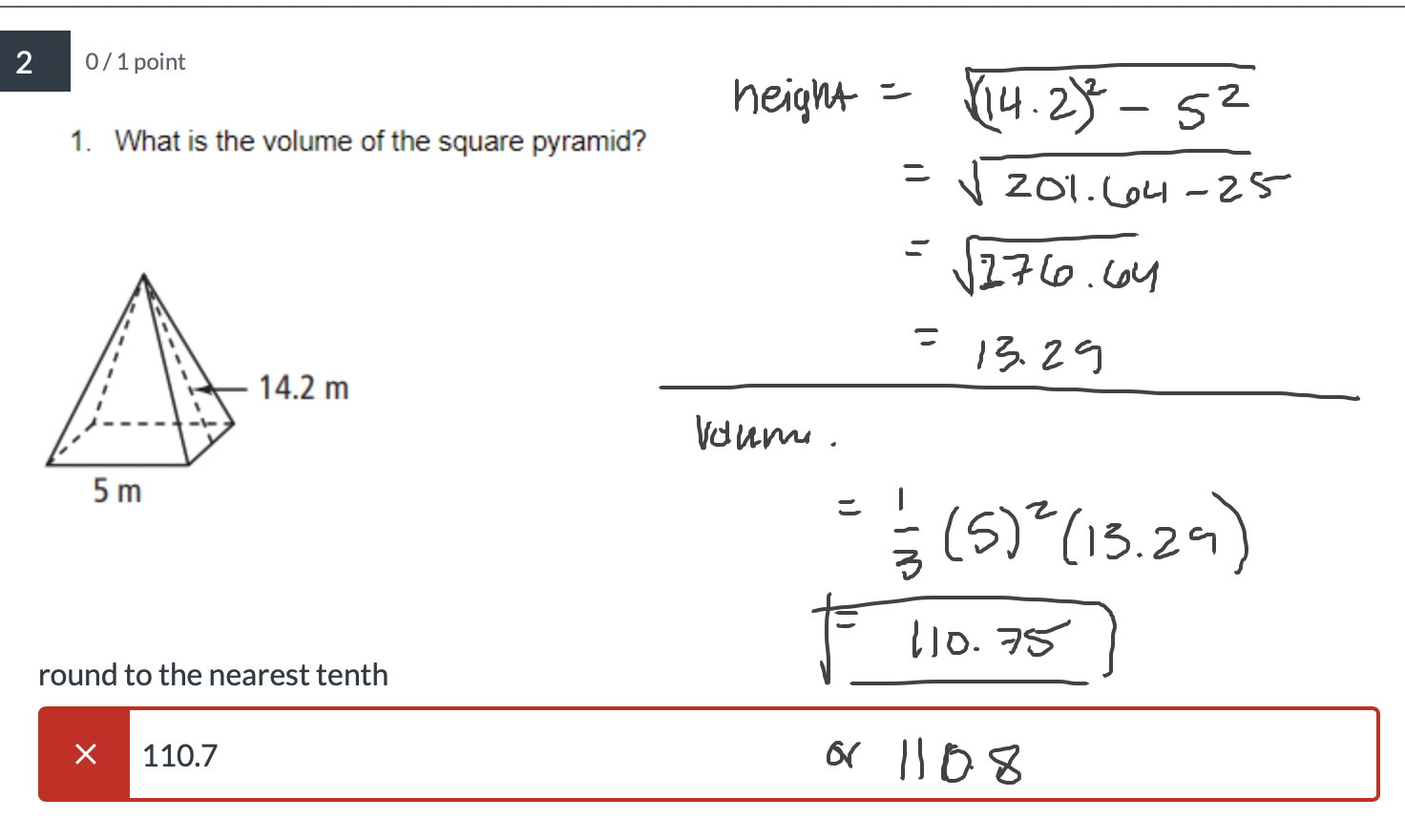 Solved A square pyramid has a volume of 32 inches cubed and | Chegg.com