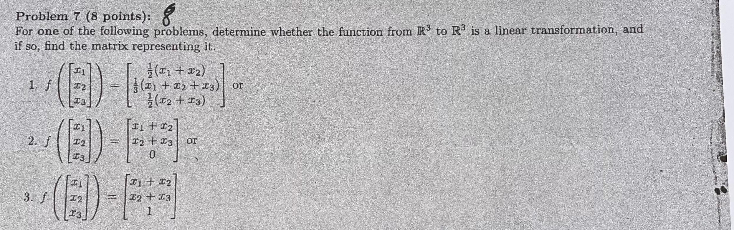 Solved Problem 7 ( 8 points): For one of the following | Chegg.com