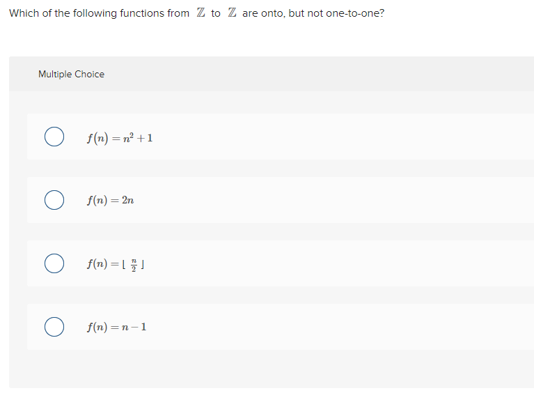 Solved Discreet math Which of the following functions from | Chegg.com