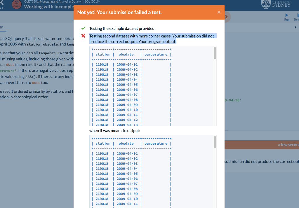 Solved Write An Sql Query That Lists All Water Temperature 