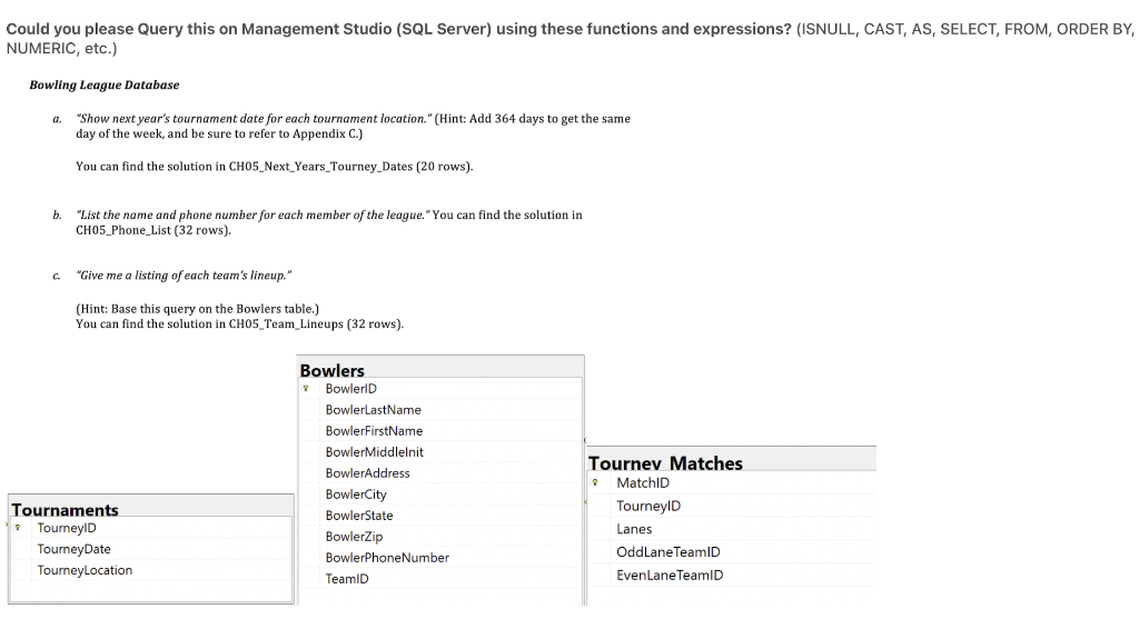 Solved Could you please Query this on Management Studio (SQL | Chegg.com