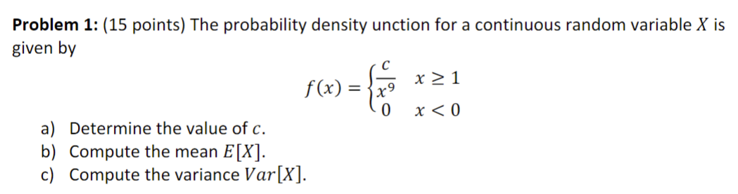 Solved Problem 1: (15 ﻿points) ﻿The probability density | Chegg.com