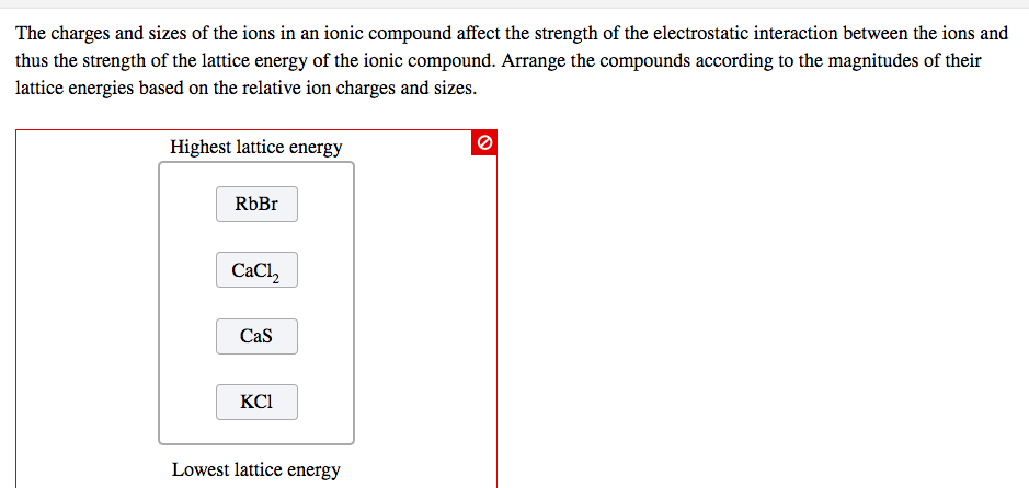 Solved The charges and sizes of the ions in an ionic | Chegg.com