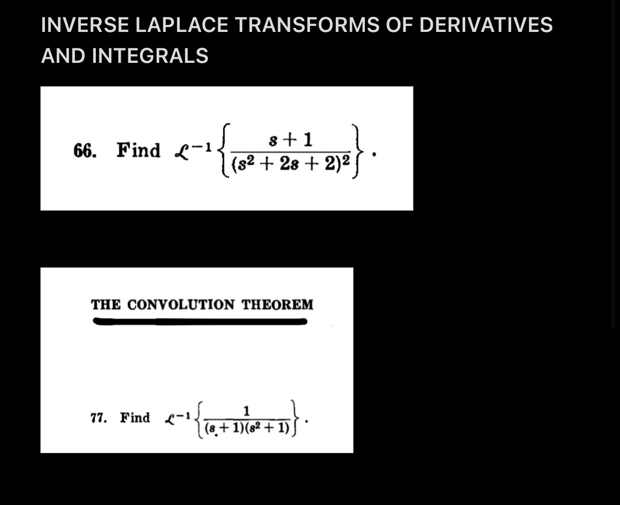 Solved INVERSE LAPLACE TRANSFORMS OF DERIVATIVES AND | Chegg.com