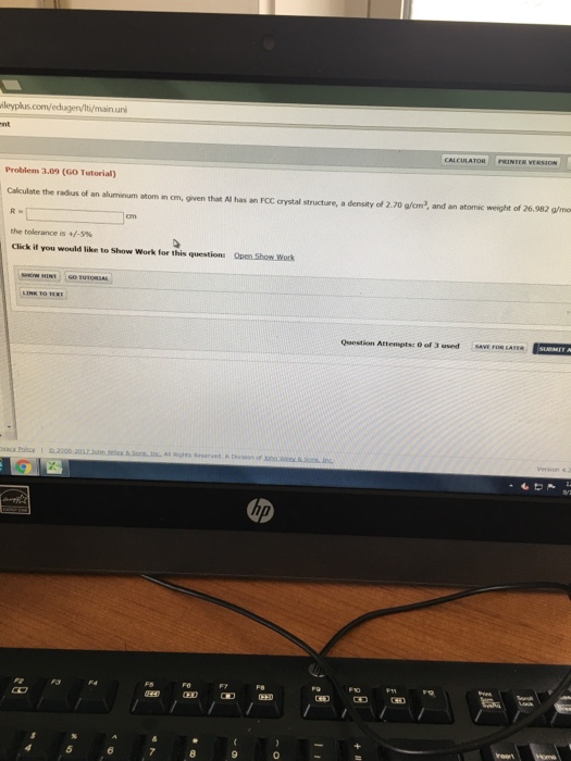 Solved Calculate the radius of an aluminum atom in cm, given | Chegg.com