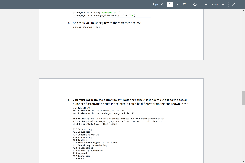 In Python: (acronyms.txt file contents and | Chegg.com
