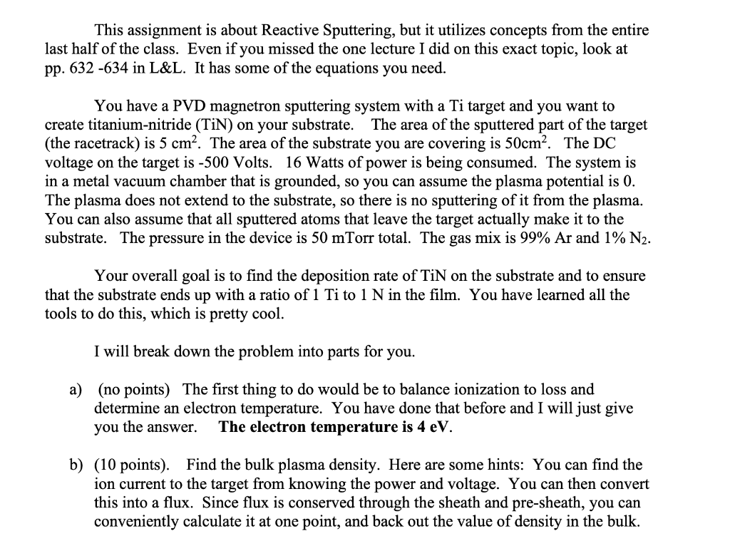 Solved This assignment is about Reactive Sputtering, but it | Chegg.com