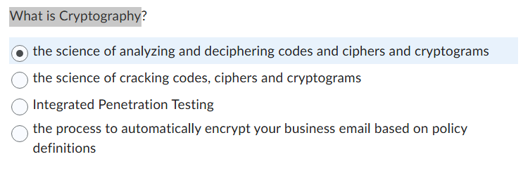 What is Cryptography?the science of analyzing and | Chegg.com