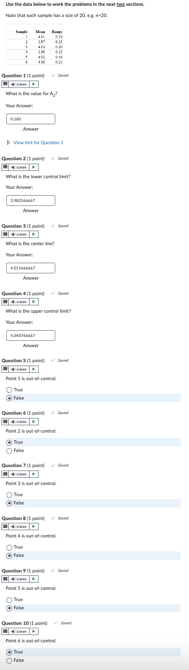 Solved Use the data below to work the problems in the next | Chegg.com