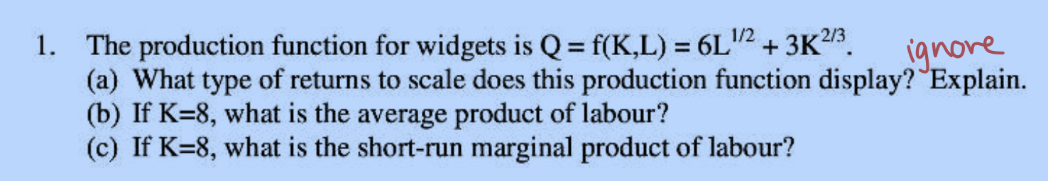 Solved The production function for widgets | Chegg.com