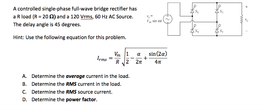 Solved thesis A controlled single-phase full-wave bridge | Chegg.com
