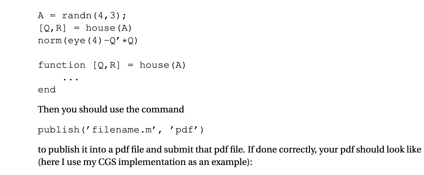 Solved Problem 3.4 (30pts) Implement the Householder | Chegg.com