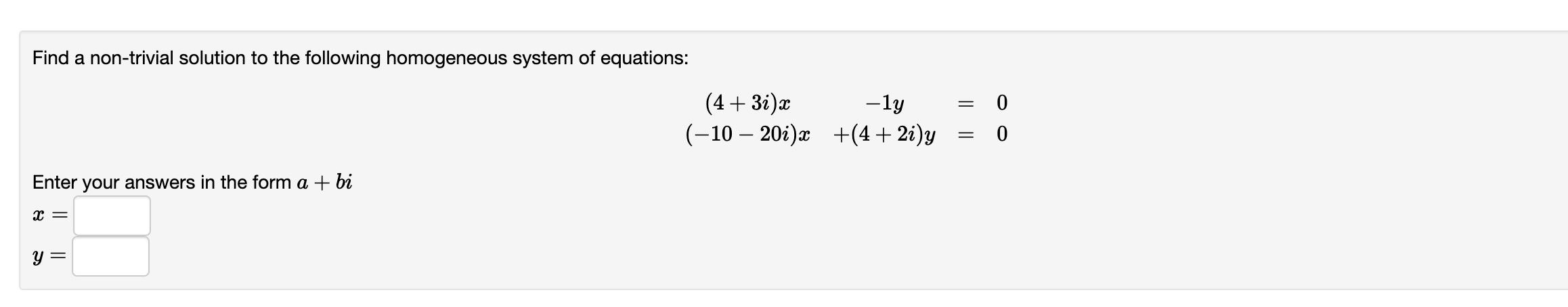 Solved Find a non-trivial solution to the following | Chegg.com