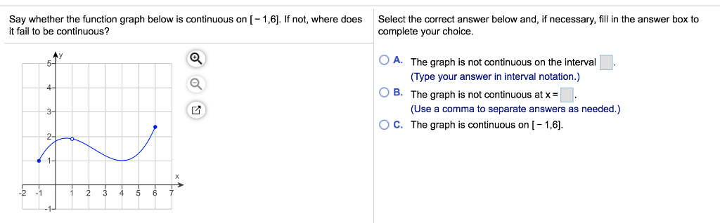 Solved Say whether the function graph below is continuous on | Chegg.com