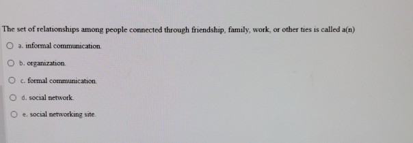 Solved The set of relationships among people connected | Chegg.com Solved The set of relationships among people connected | Chegg.com