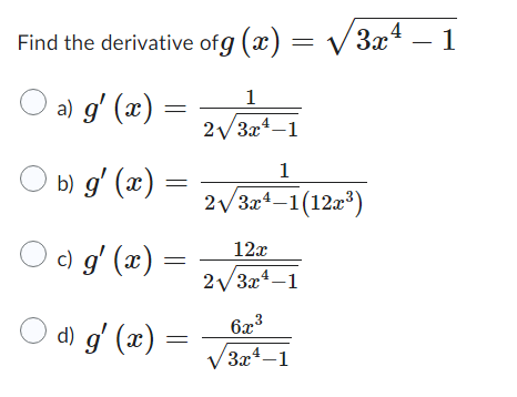 Solved g′(x)=23x4−11g′(x)=23x4−1(12x3)1g′(x)=23x4−112xg′(x)= | Chegg.com