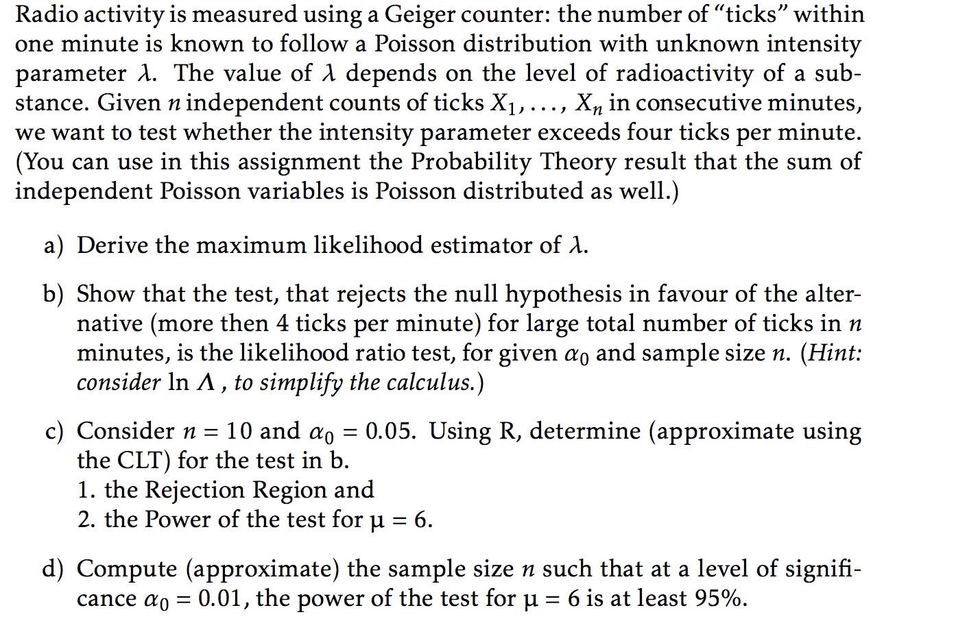 one minute is known to follow a Poisson distribution | Chegg.com