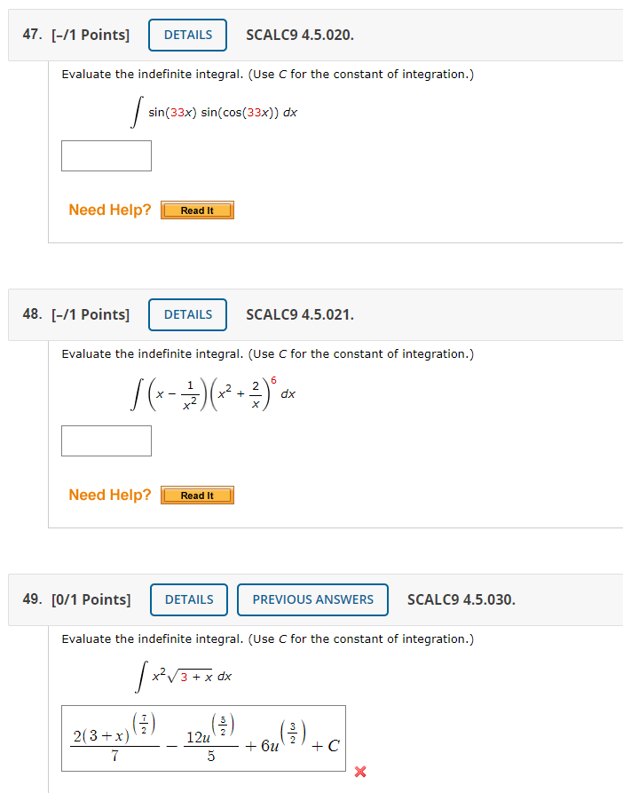 Solved 45. [0/1 Points) DETAILS PREVIOUS ANSWERS SCALC9 | Chegg.com