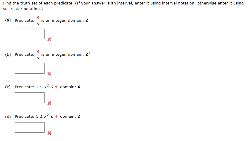Solved Find the truth set of each predicate. (If your answer | Chegg.com