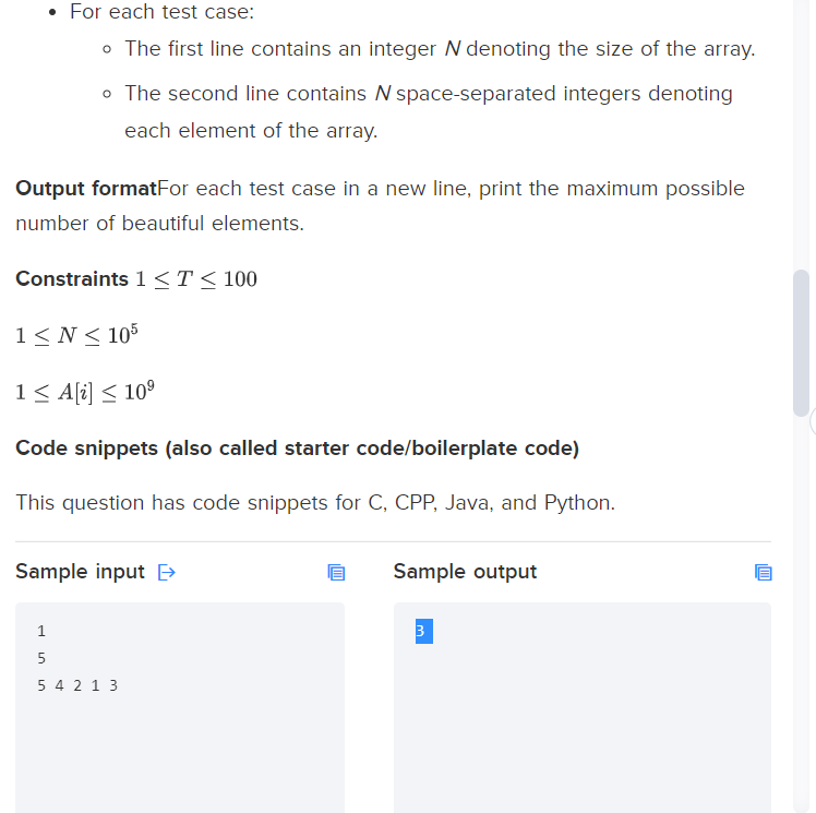 Solved Beautiful Element An Element In The Array A At An Chegg
