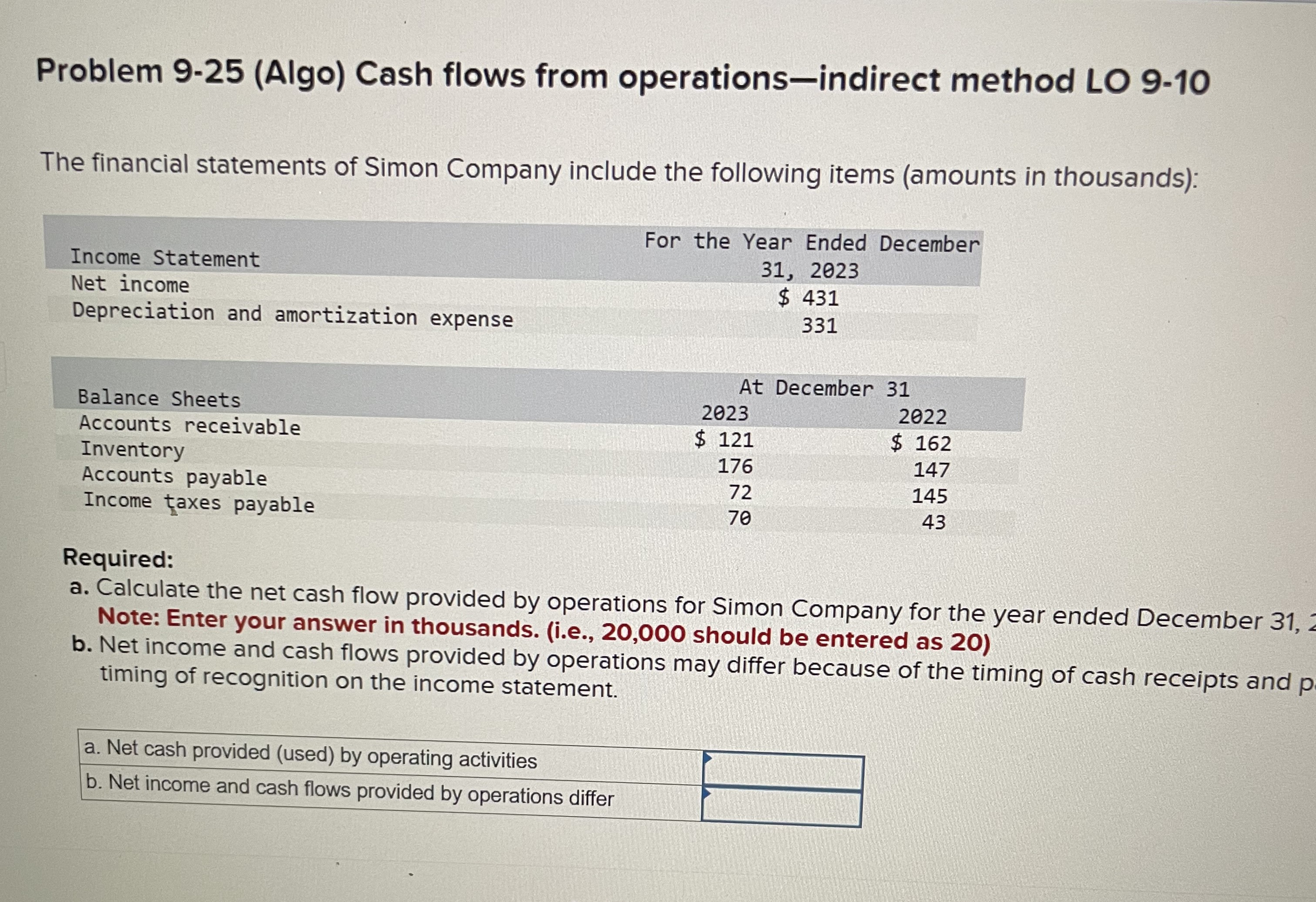 Solved Problem 9-25 (Algo) ﻿Cash flows from | Chegg.com