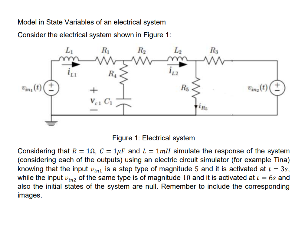 Solved Model in State Variables of an electrical system | Chegg.com