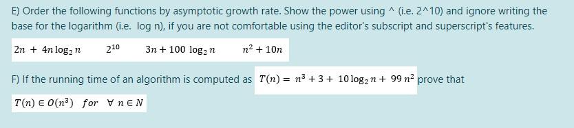 Solved For the given algorithms, specify what is the time | Chegg.com