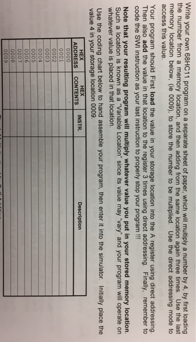 Write your own 68HC11 program on a separate sheet of | Chegg.com