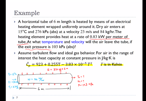 Solved Example A horizontal tube of 6 m length is heated by | Chegg.com