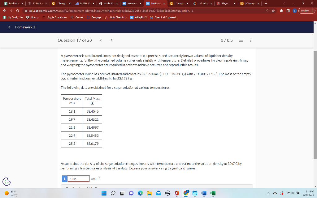 Solved A pyenometer is a calibrated container designed to | Chegg.com