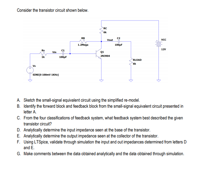 Consider the transistor circuit shown below. RC 6k RB | Chegg.com