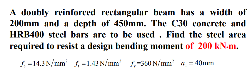 Solved A doubly reinforced rectangular beam has a width of | Chegg.com